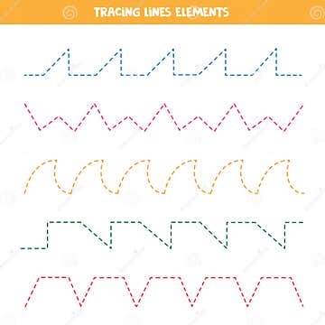 Different Kinds of Dashed Lines for Writing Practice. Trace Lines Stock ...
