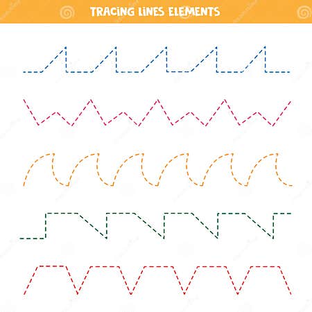 Different Kinds of Dashed Lines for Writing Practice. Trace Lines Stock ...