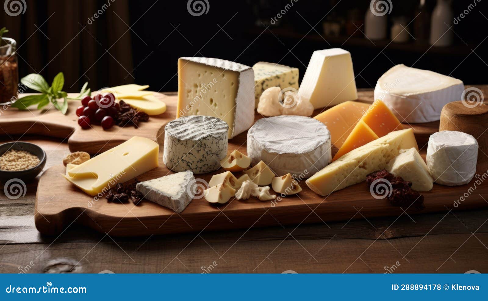 Different Kinds of Delicious Cheese on Table Stock Illustration ...