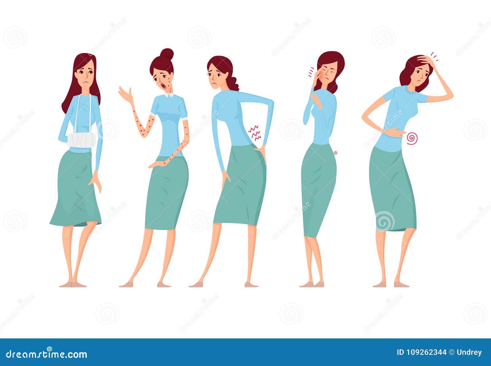 Different Kinds of Female Diseases Vector Illustration. Stock Vector ...