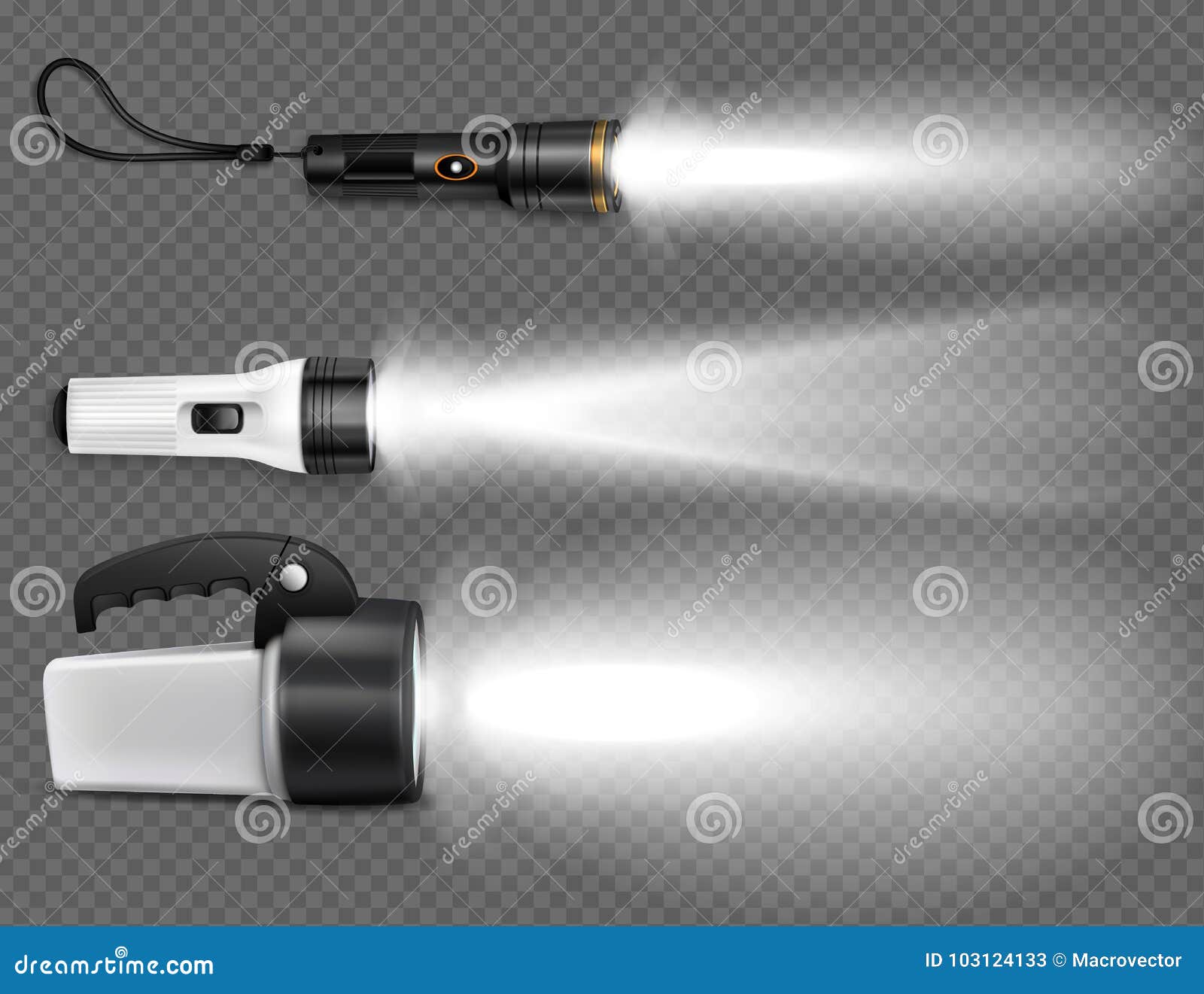 Realistic Flashing Flashlights Icon Set Stock Vector - Illustration of ...