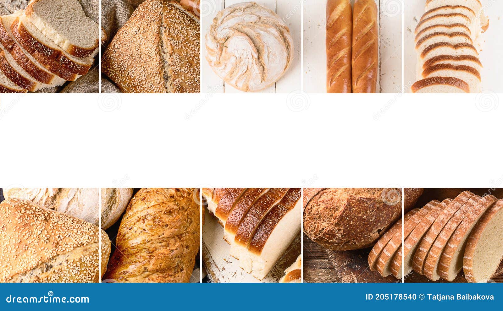 Different Kinds of Fresh Bread Collage. Food Stock Photo - Image of ...