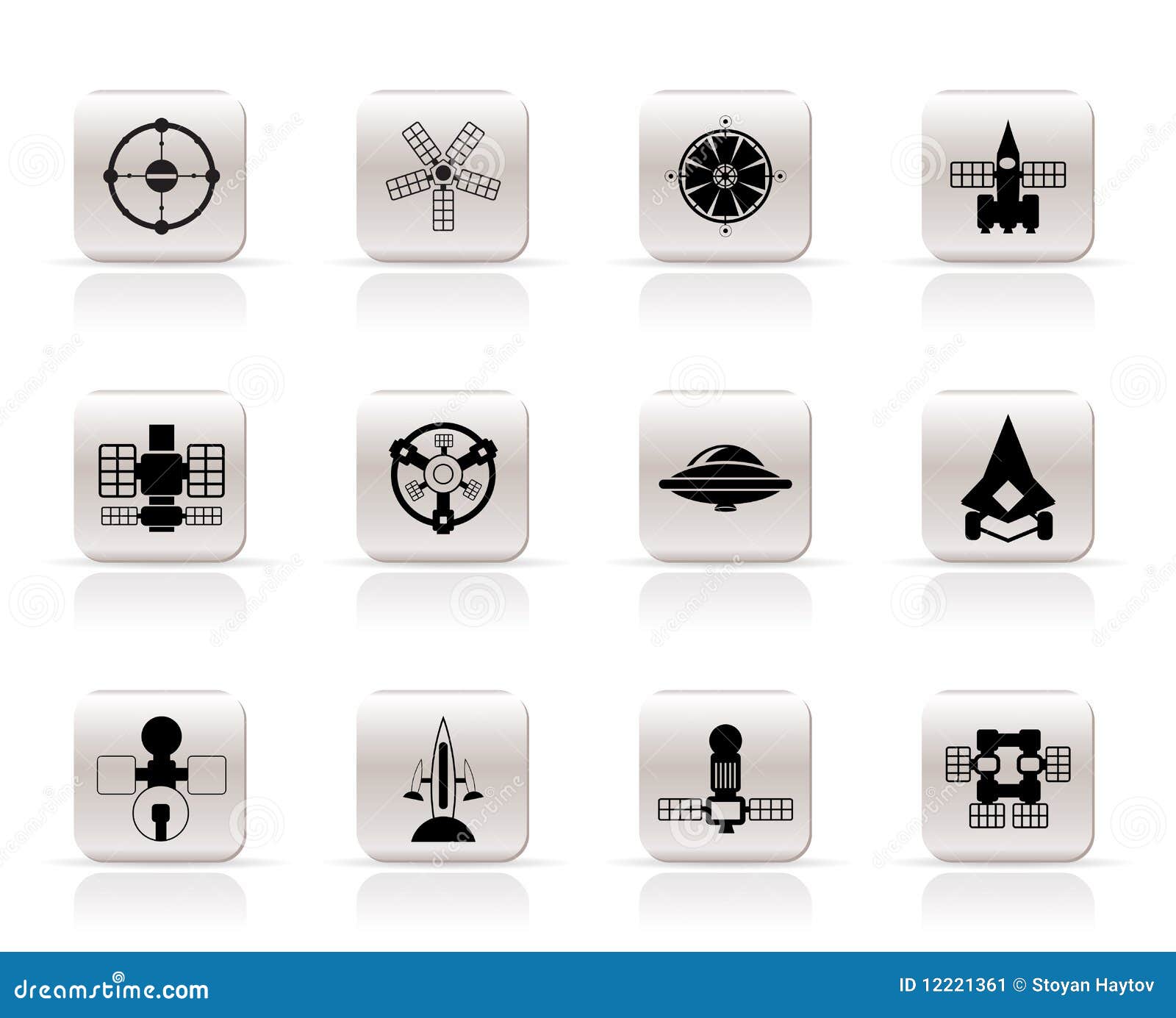 Different Kinds of Future Spacecraft Icons Stock Vector - Illustration ...