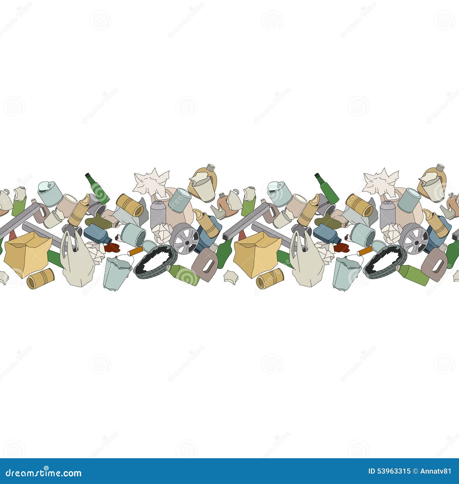 Different Kinds of Garbage. Seamless Pattern Brush Stock Vector ...