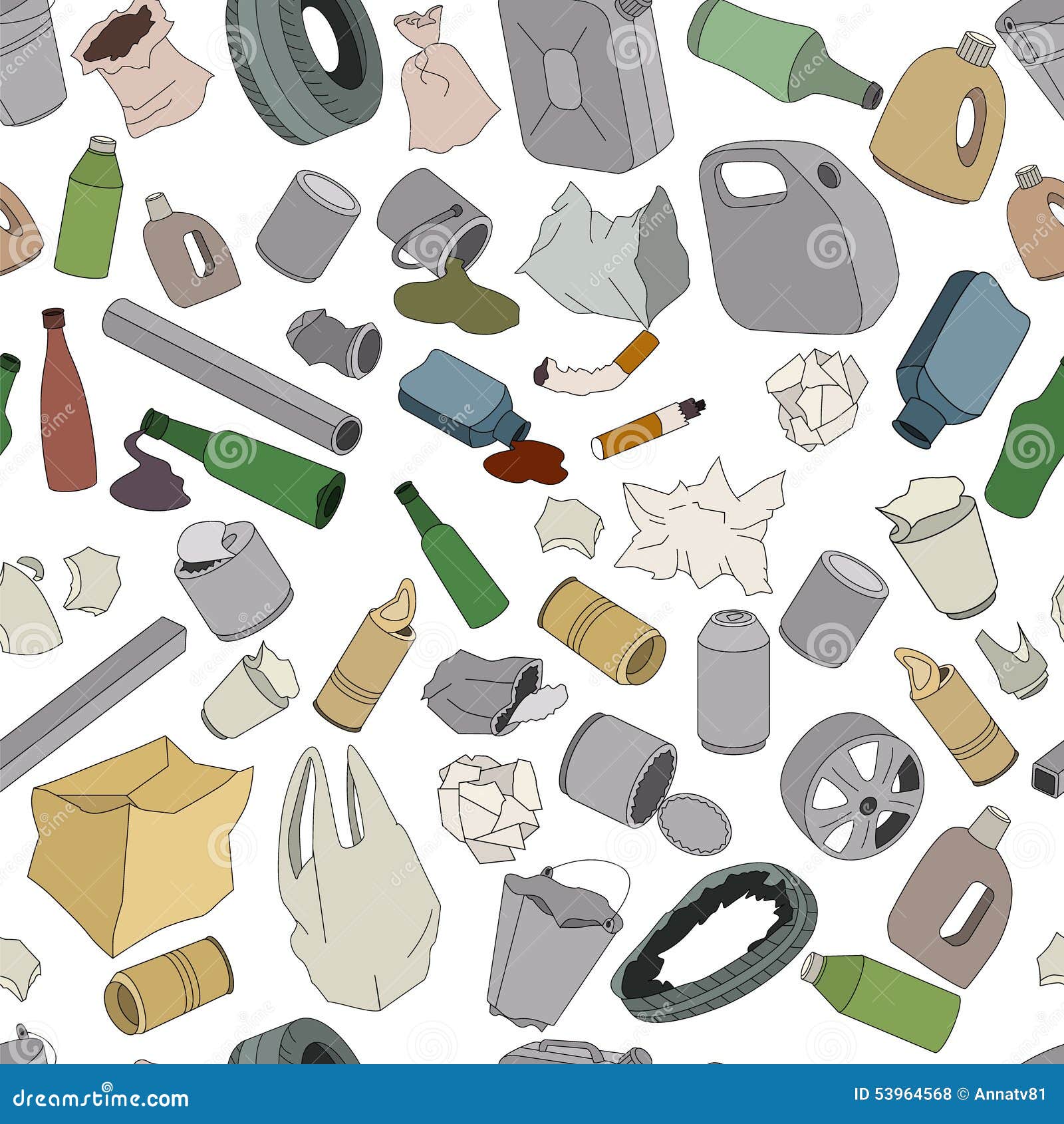 Different Kinds of Garbage. Seamless Pattern Stock Vector ...