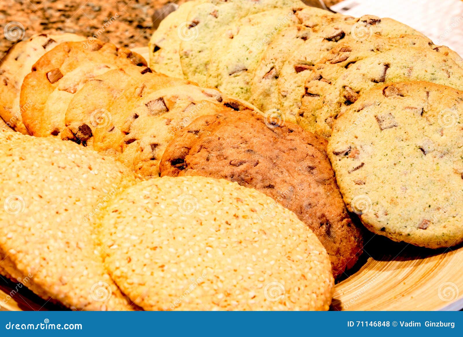 Different Kinds of Homemade Cookies on Plates Close Up Stock Photo ...