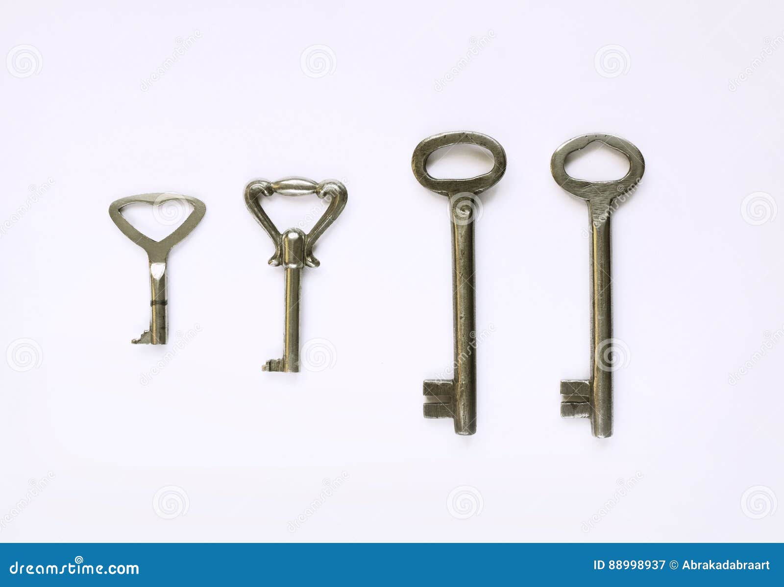 Different Kinds of Keys on White Background Stock Image - Image of view ...