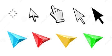 Different Kinds of Mouse 3D Cursors Vector Set. Stock Vector ...