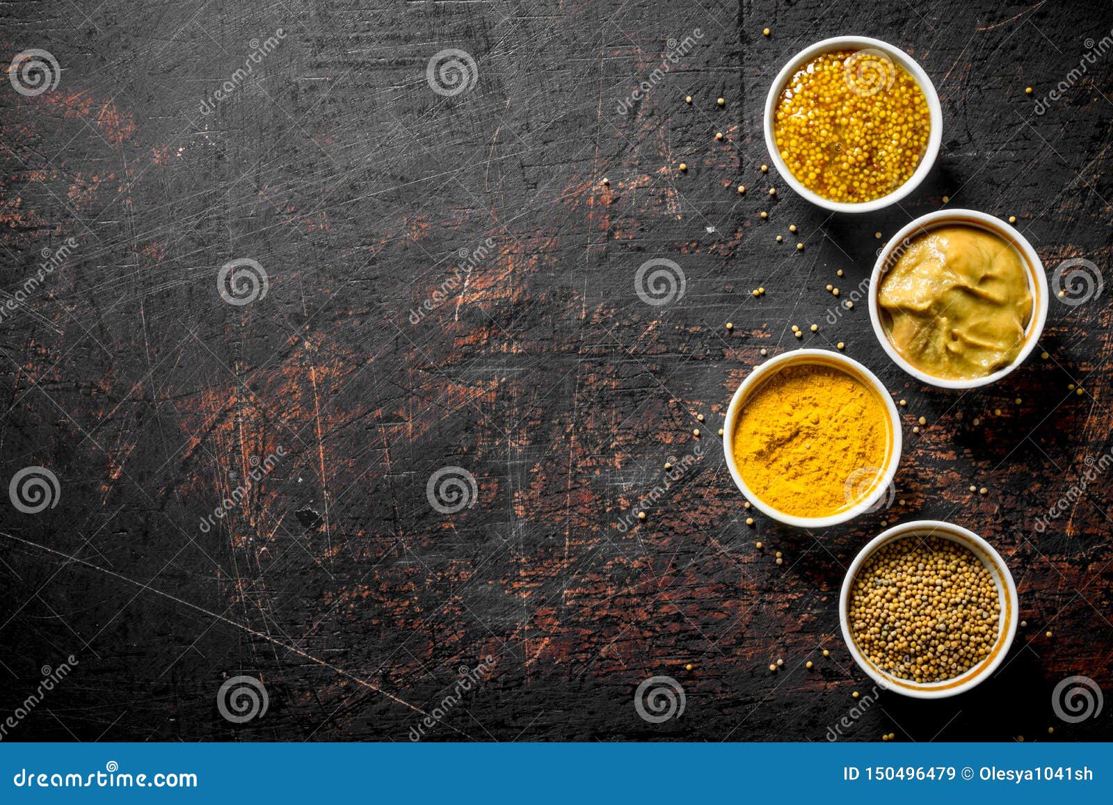 Different Kinds of Mustard in the Bowls Stock Image - Image of grain ...
