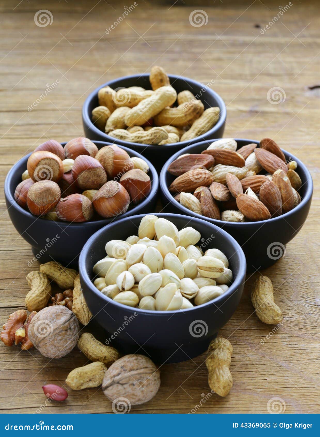 Different Kinds of Nuts (almonds, Walnuts, Hazelnuts, Peanuts) in a ...