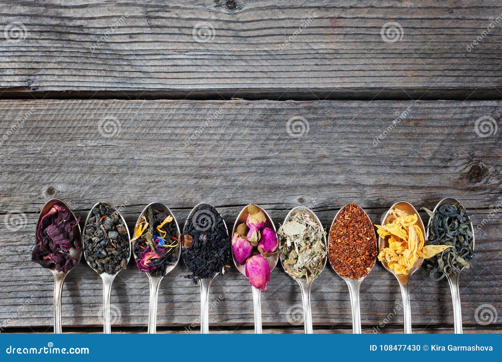 The Different Kinds of Tea Presented As a Sample in the Silver Spoons ...