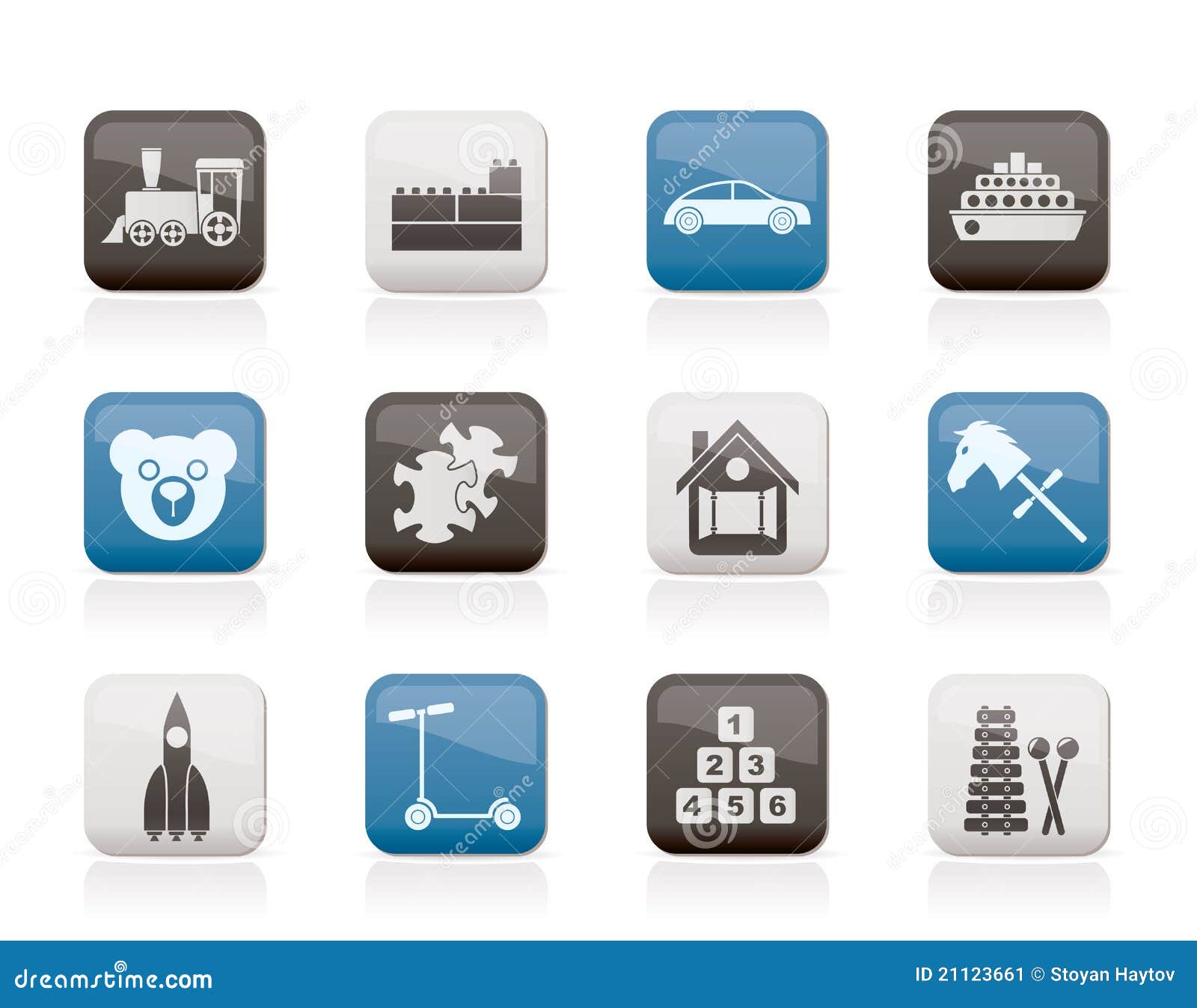 Different Kinds Toys Icons Stock Illustrations – 9 Different Kinds Toys ...