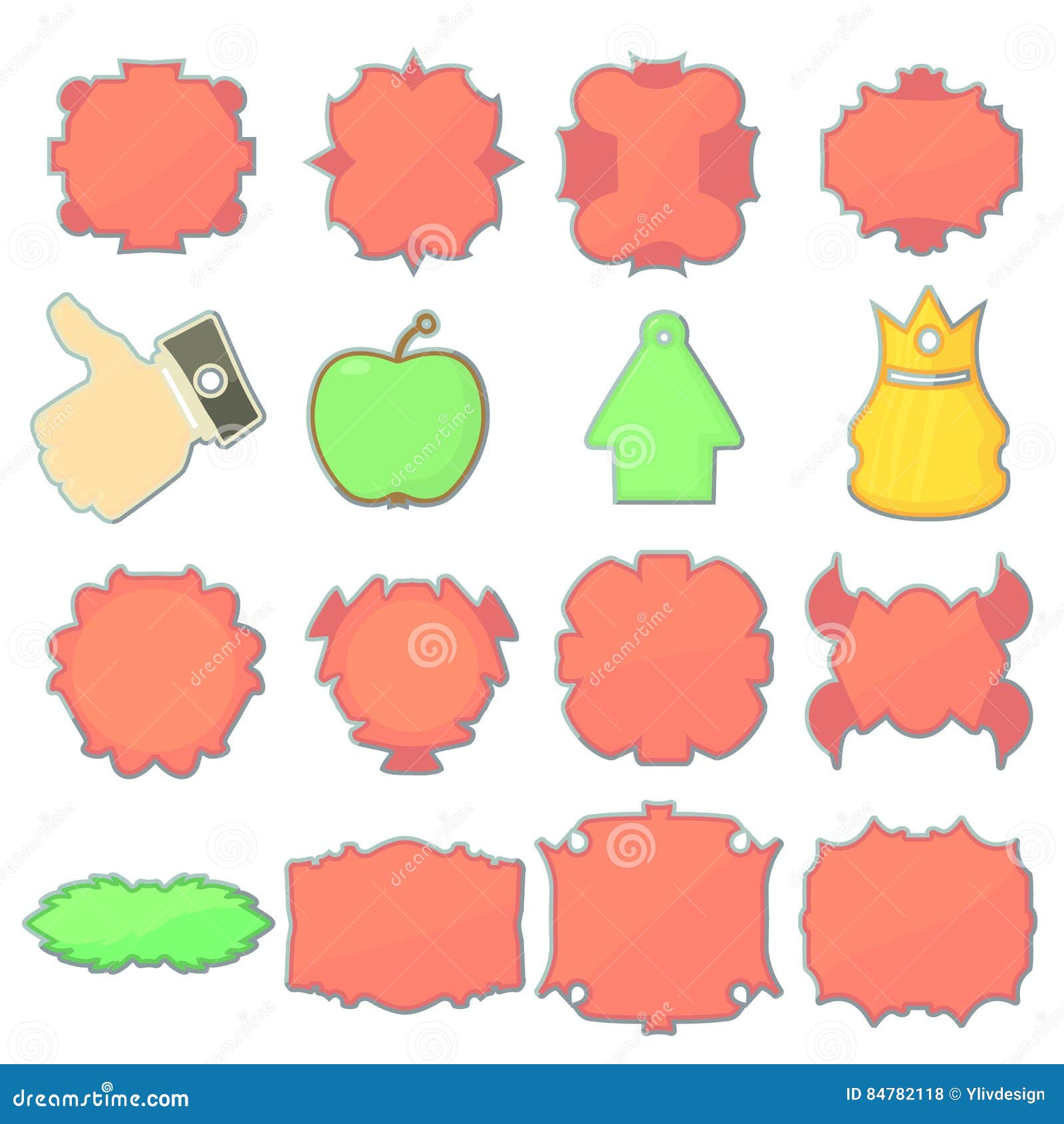 Different Labels Set, Cartoon Style Stock Vector - Illustration of ...