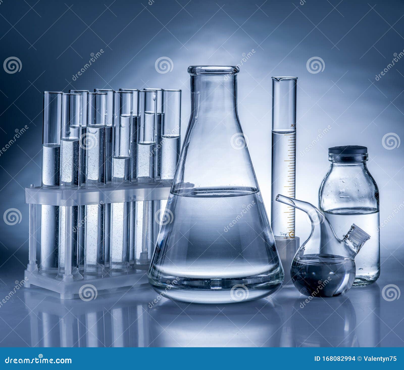 Different Laboratory Beakers and Glassware Stock Photo - Image of ...