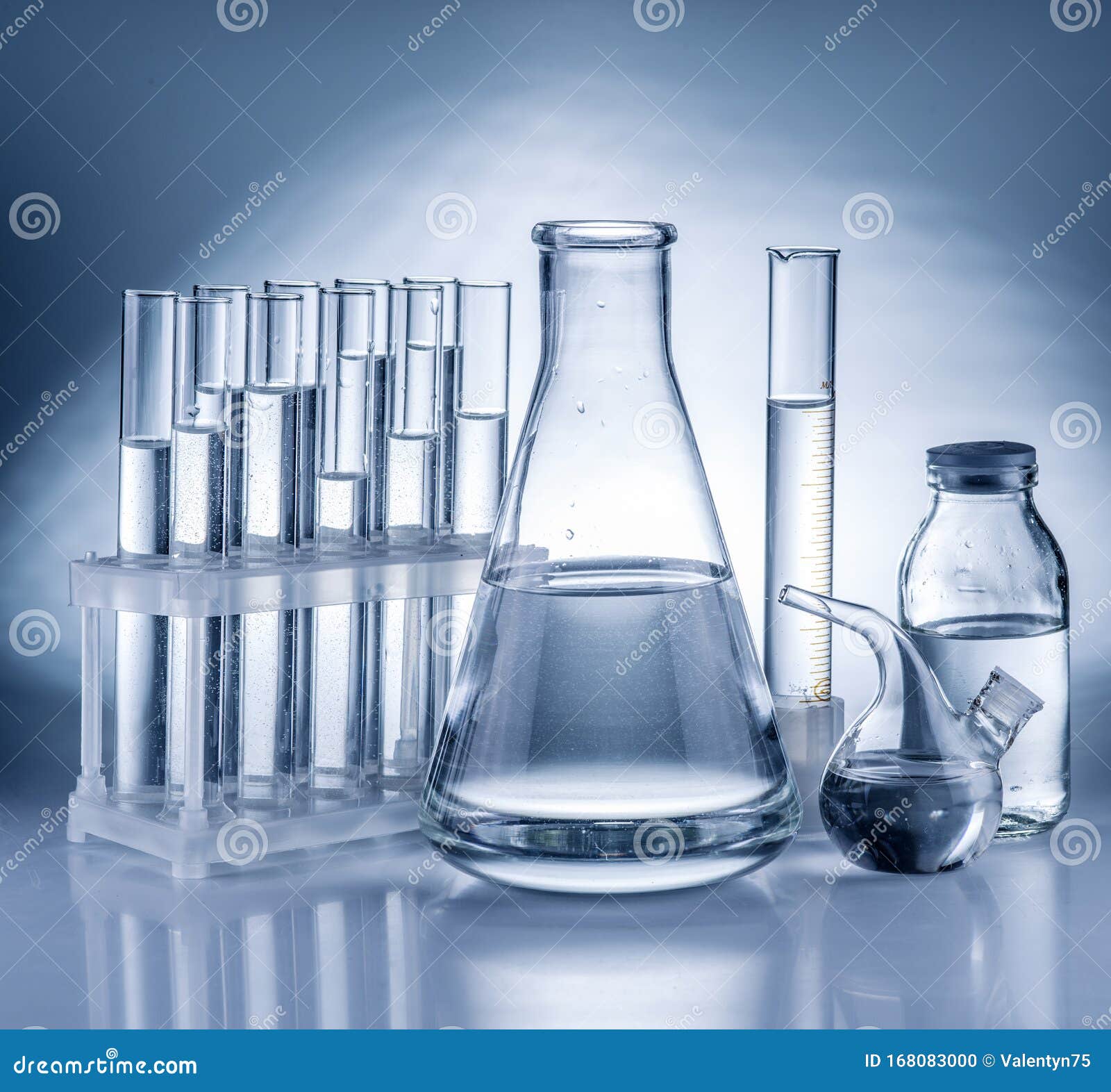Different Laboratory Beakers and Glassware Stock Photo - Image of ...