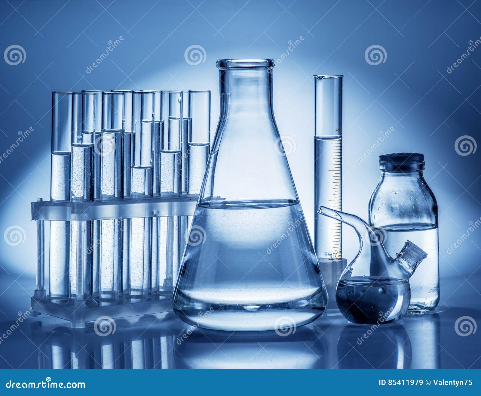 Different Laboratory Beakers and Glassware. Stock Image - Image of ...