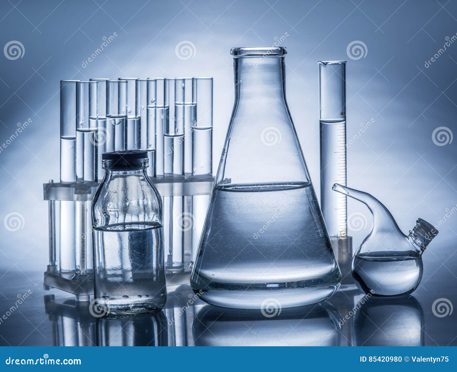 Different Laboratory Beakers And Glassware. Royalty-Free Stock ...