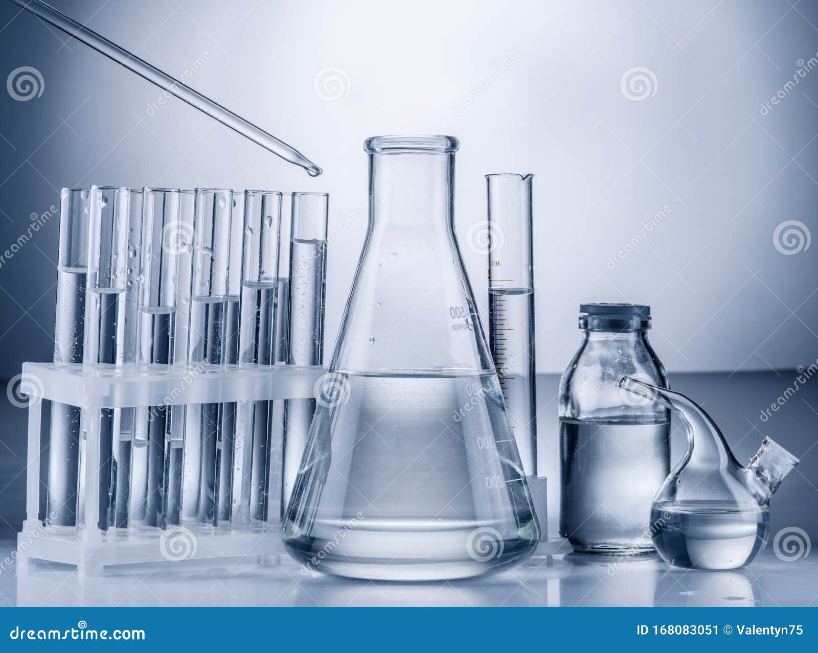 Different Laboratory Beakers and Glassware Stock Image - Image of ...