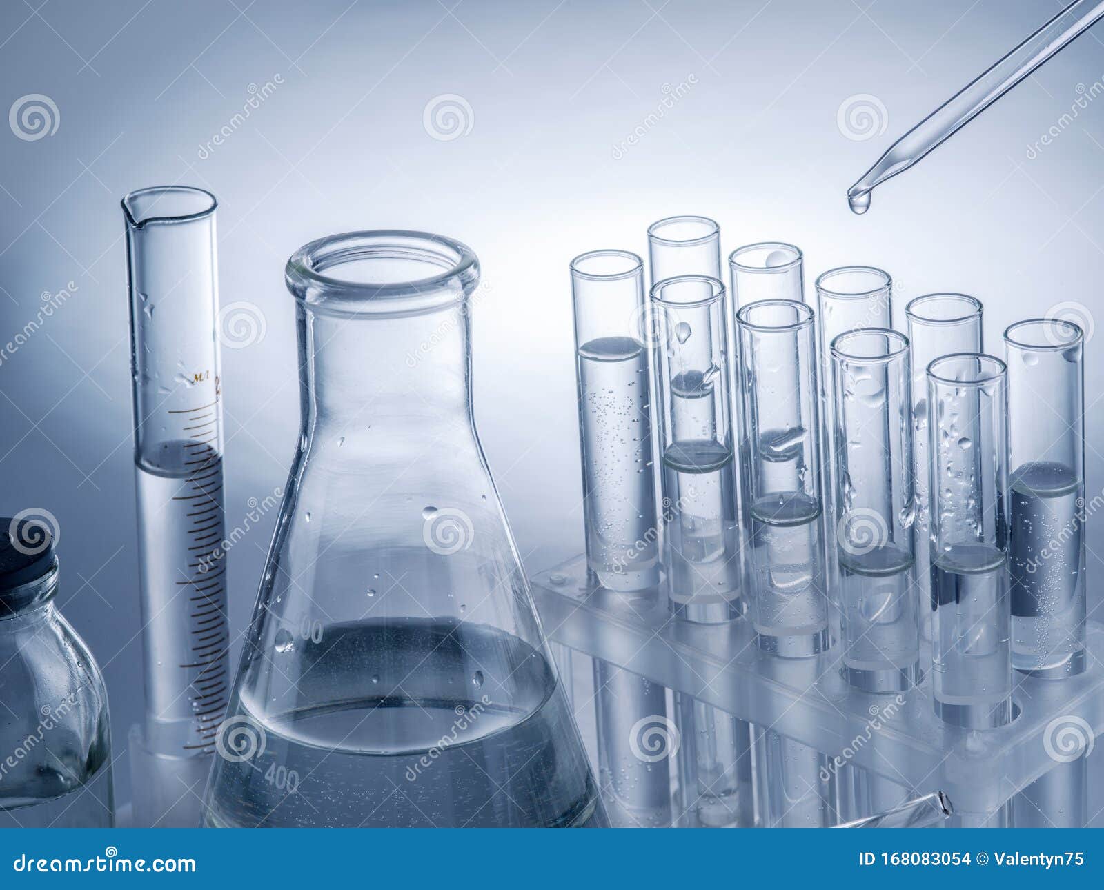 Different Laboratory Beakers and Glassware Stock Photo - Image of ...