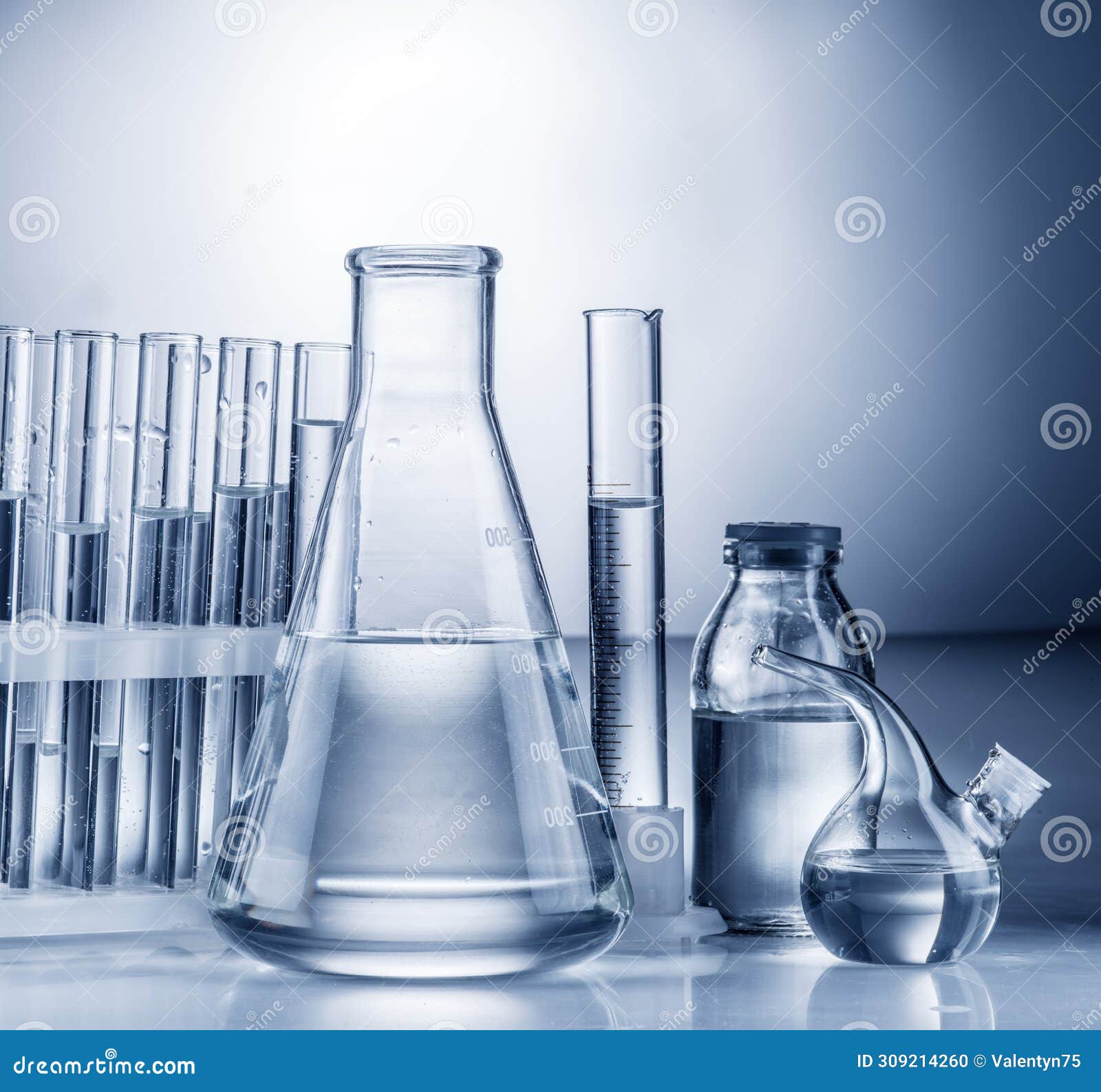 Different Laboratory Beakers and Glassware Stock Photo - Image of ...