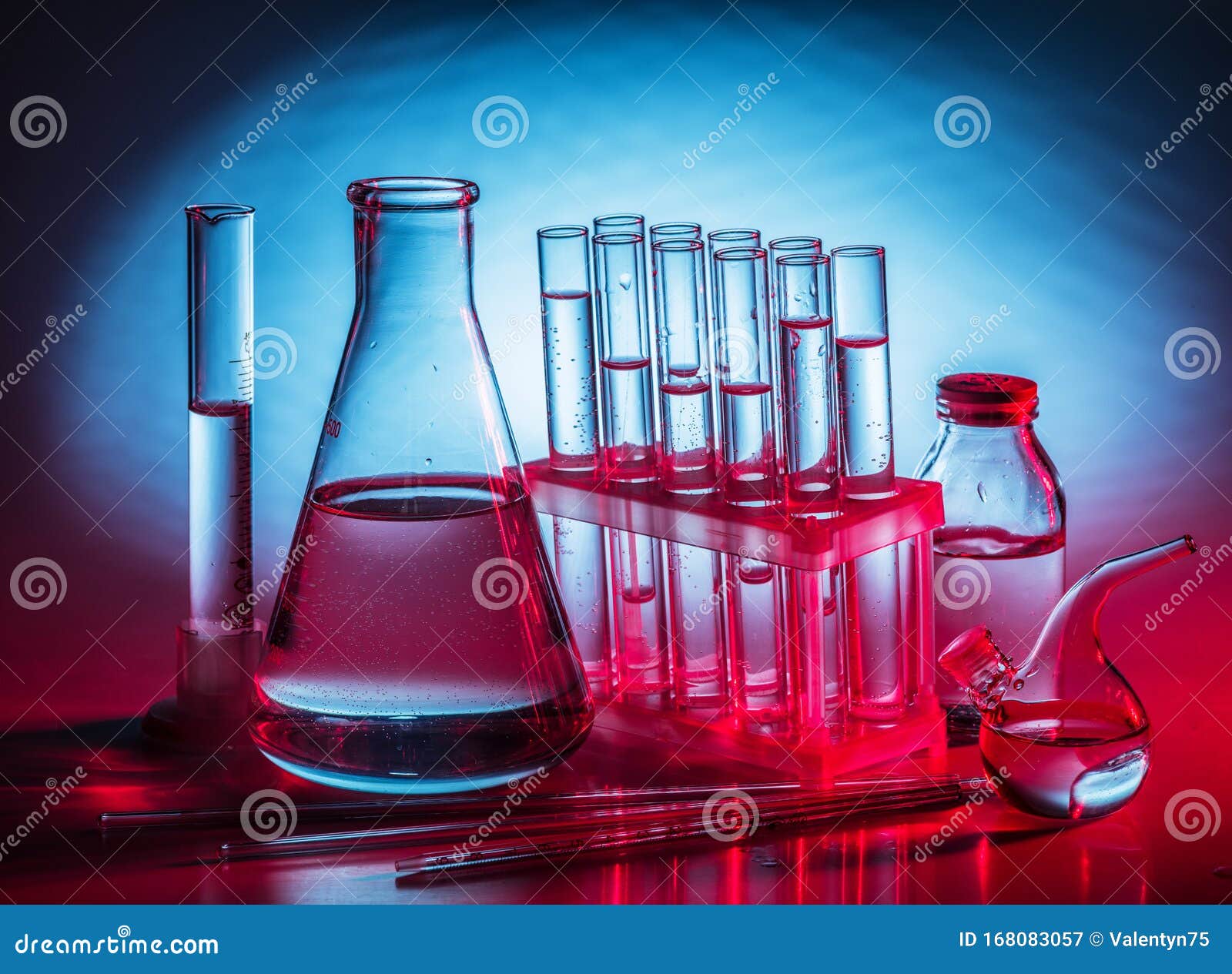 Different Laboratory Beakers and Glassware Stock Image - Image of ...