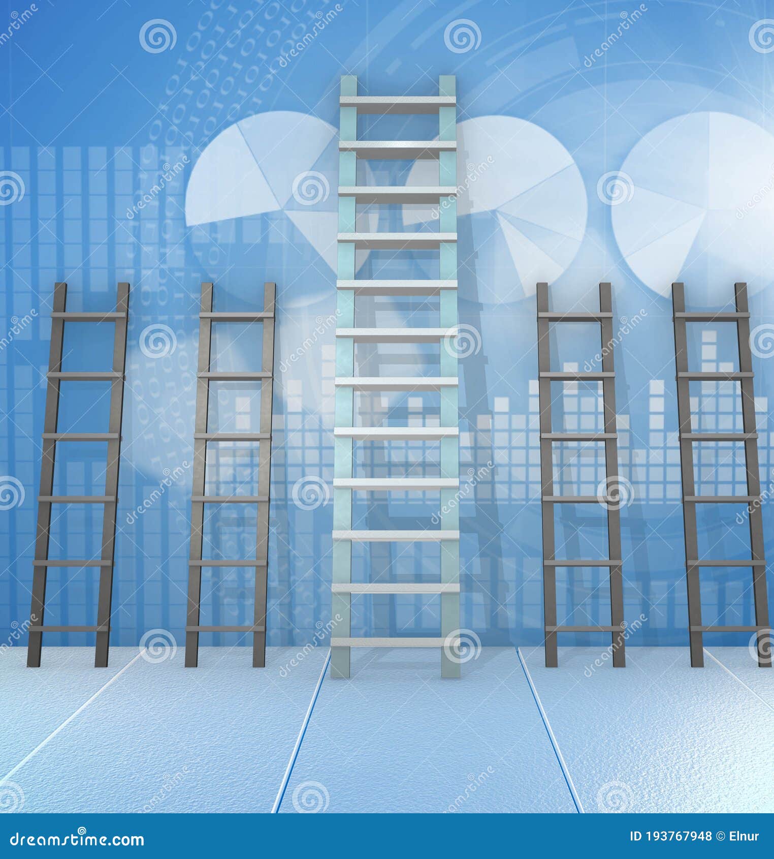 Different Ladders in Career Progression Concept - 3d Rendering Stock ...