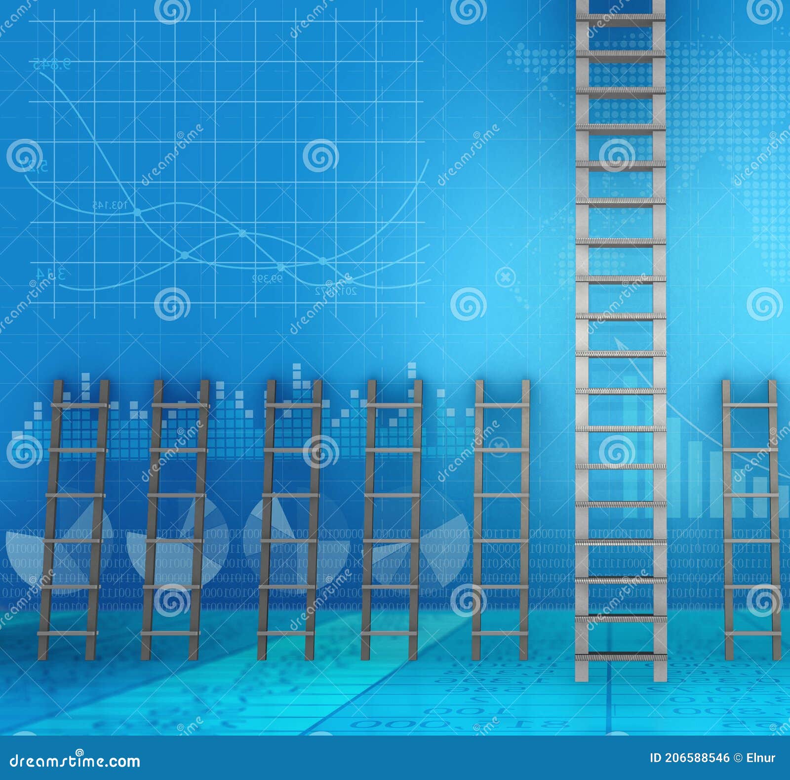 Different Ladders in Career Progression Concept - 3d Rendering Stock ...