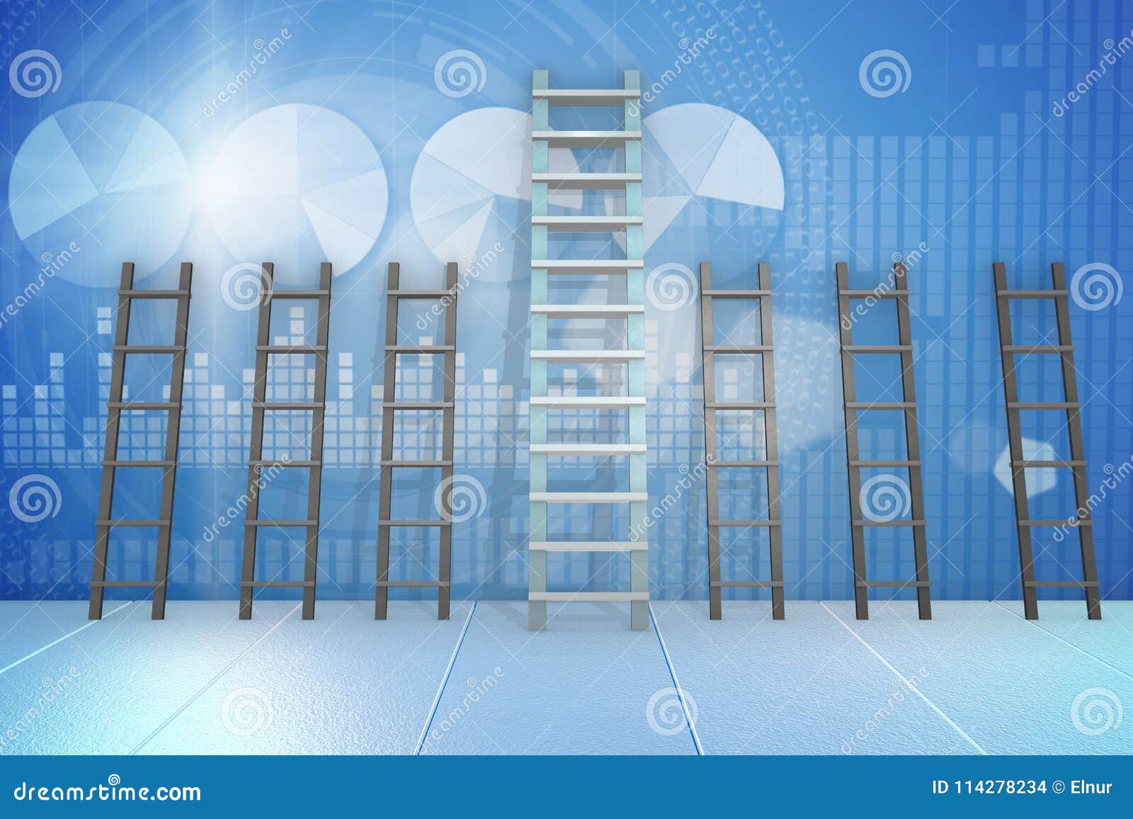 Different Ladders in Career Progression Concept - 3d Rendering Stock ...