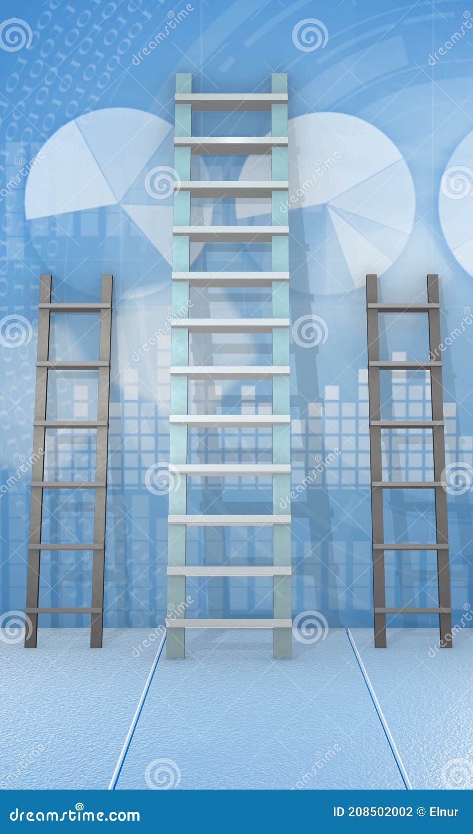 Different Ladders in Career Progression Concept - 3d Rendering Stock ...