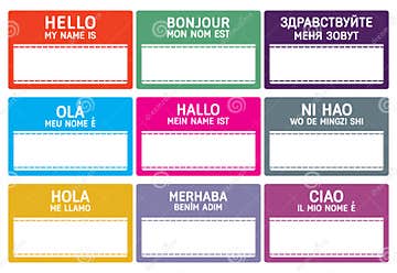 Different Languages Name Tag with Copy Space. Stock Vector ...