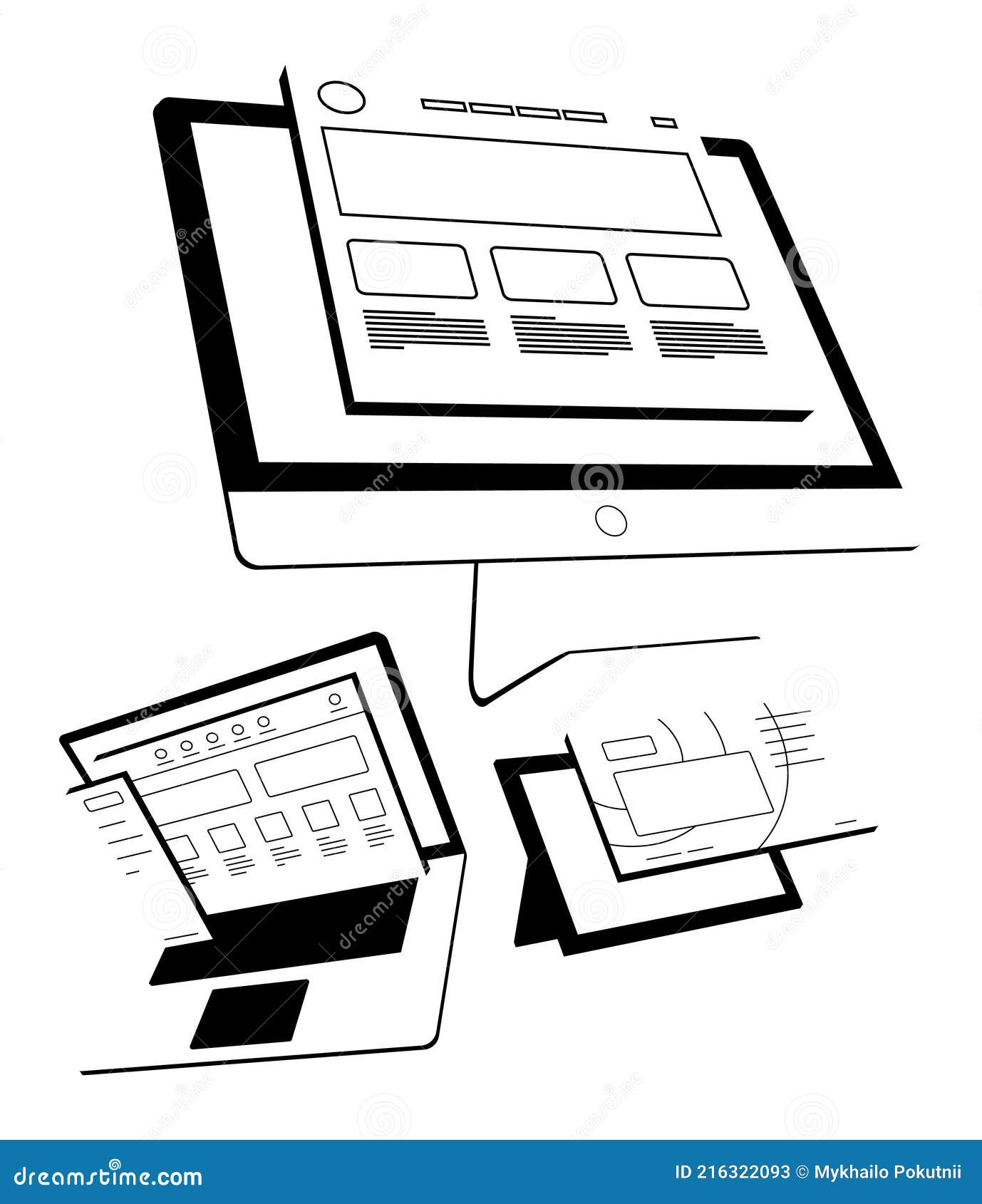 Laptop and Tablet Notebook Interface Design Ui Ux Developing Panels ...