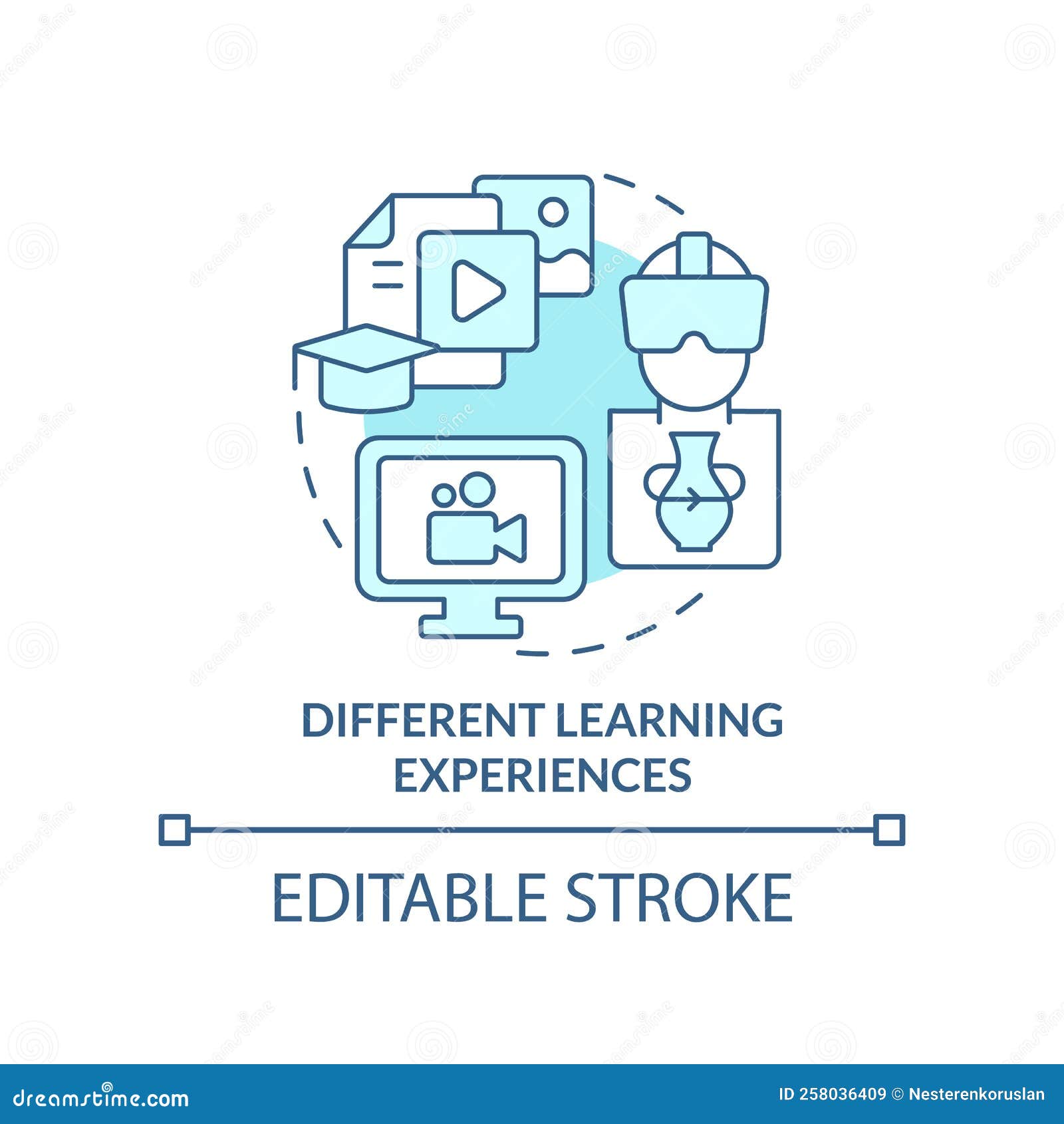 Experiential Learning Blue Gradient Concept Icon Cartoon Vector
