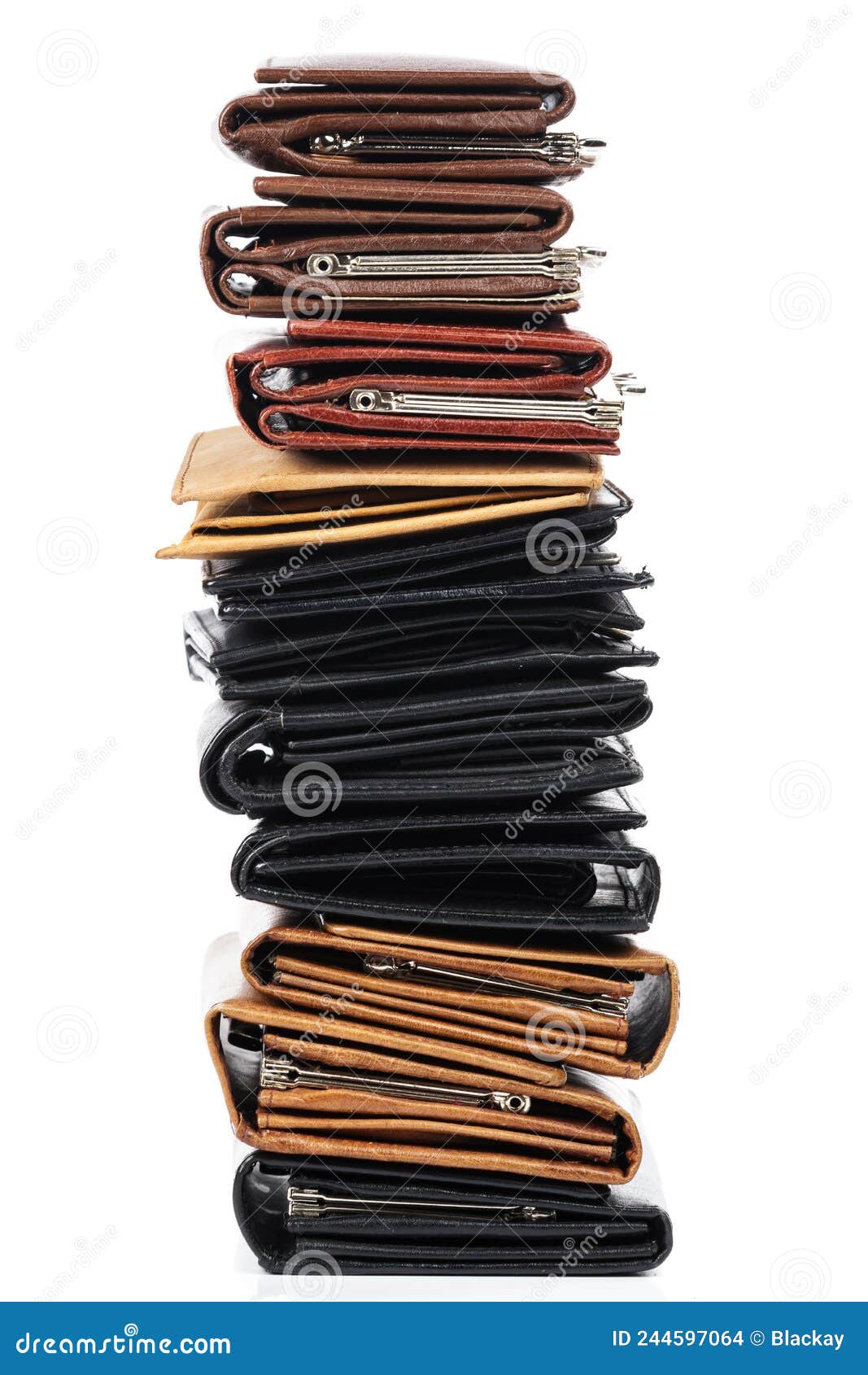 Stack of Different Wallets on White Background Stock Photo - Image of ...