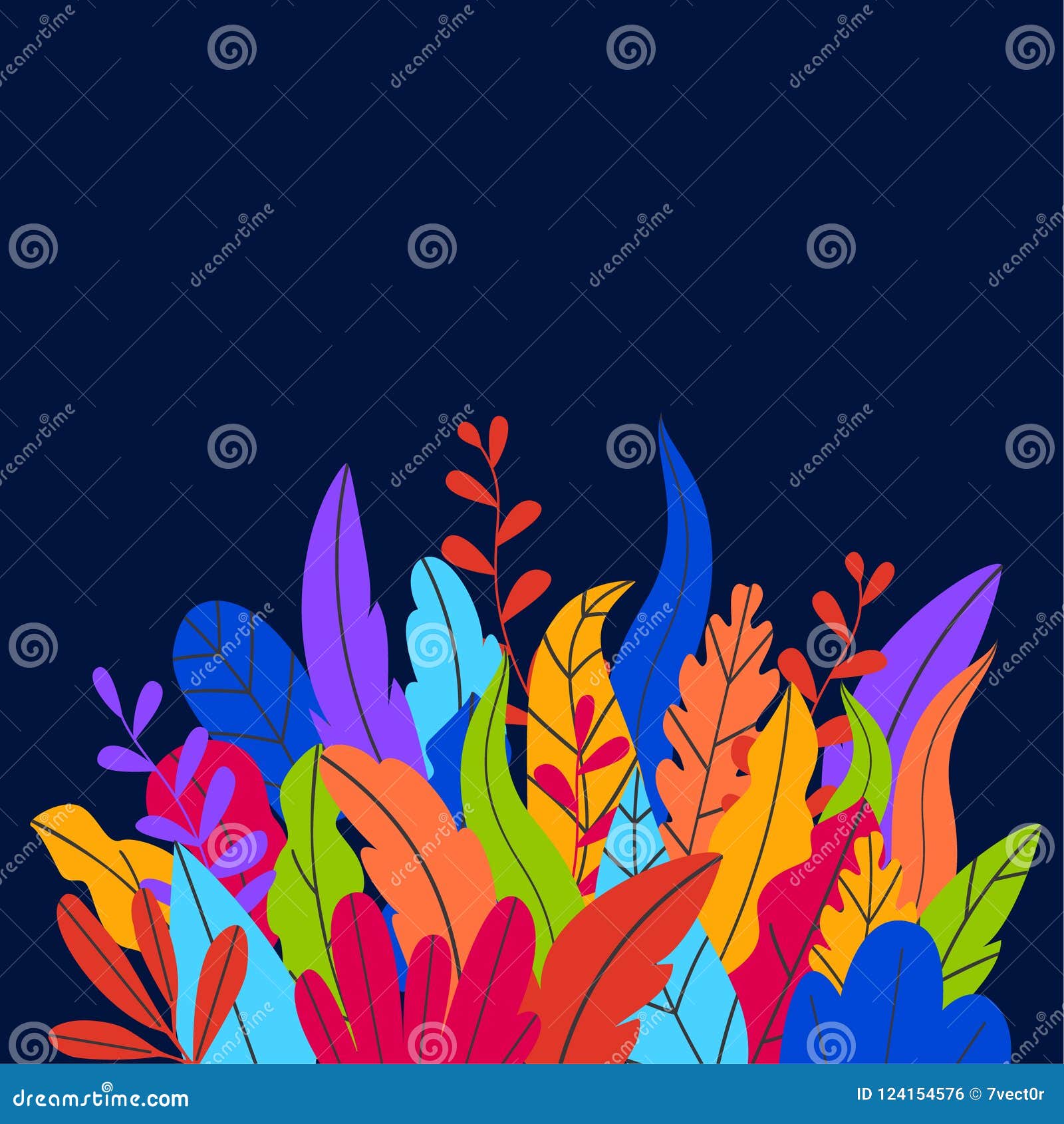 Different Leaves Botanical Border Vibrant Texture Stock Vector ...