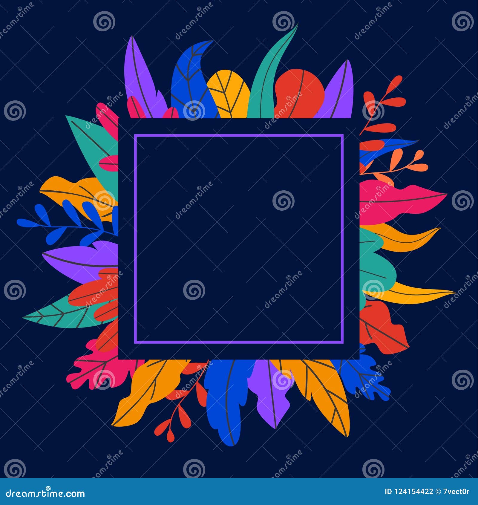 Different Leaves Botanical Square Frame Stock Vector - Illustration of ...