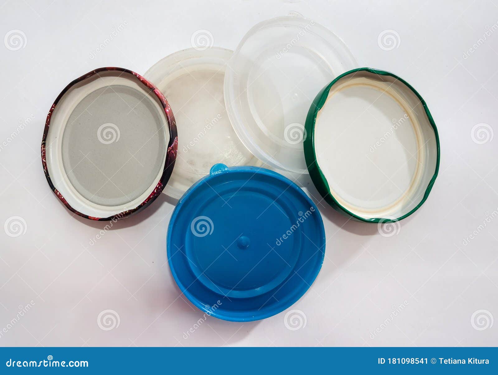 Different Lids for Glass Jars on White. Stock Image - Image of metallic ...