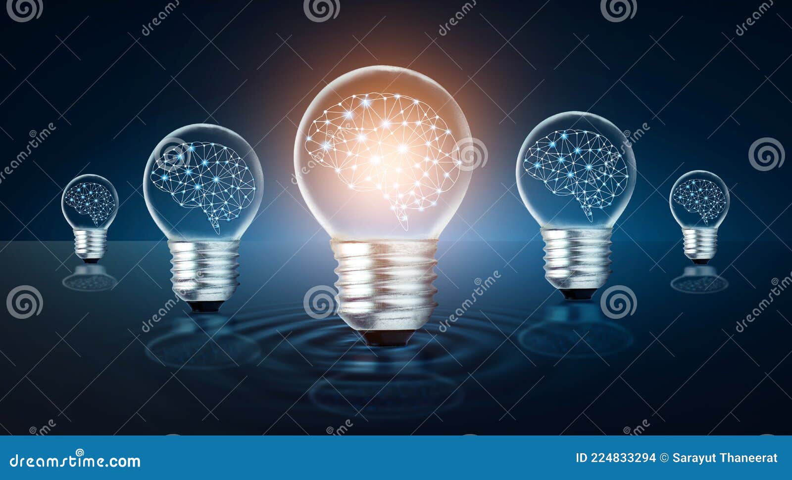 Different Light Bulb Idea Many Bulbs are Arranged in a Row and One of ...