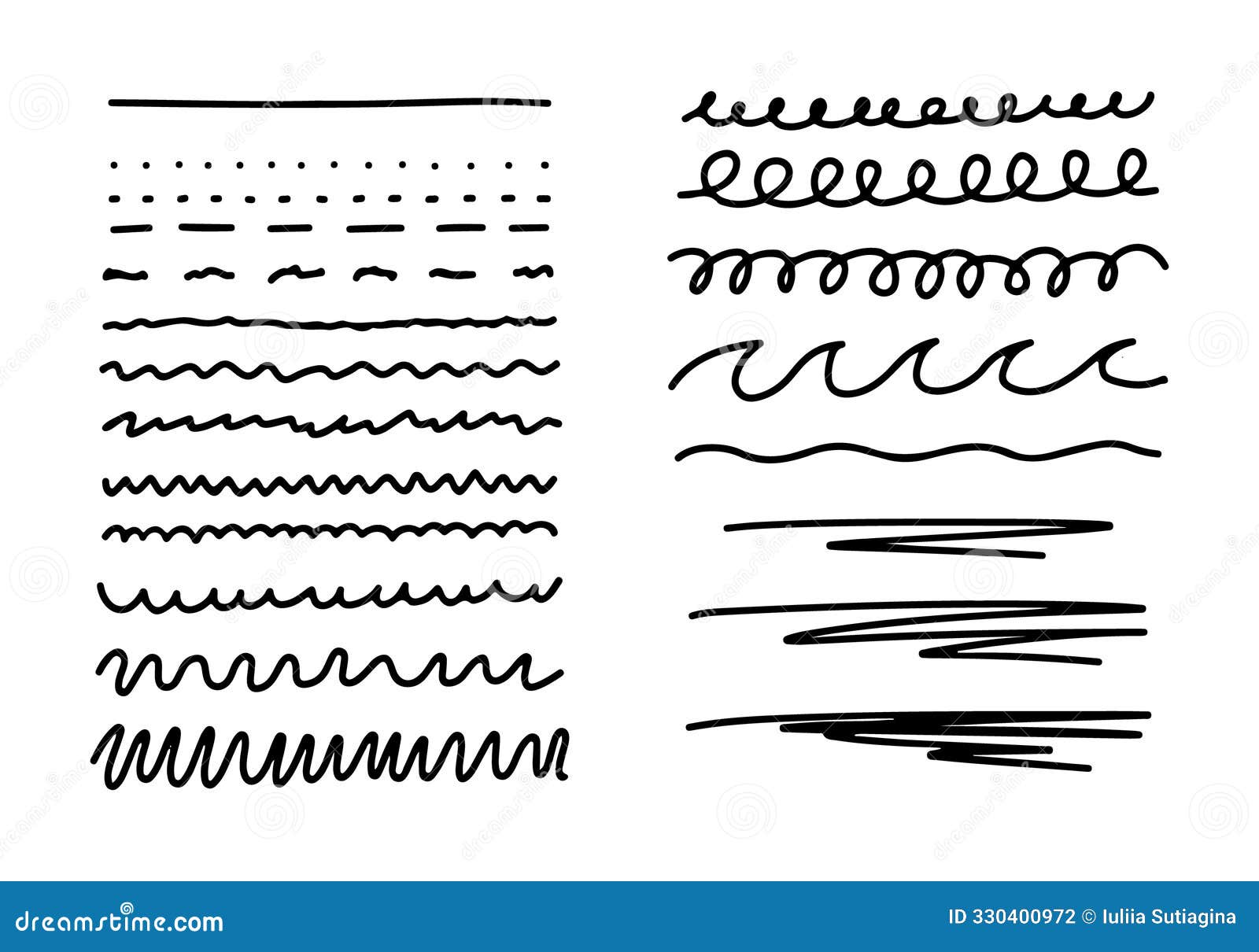 Different Line, Scribble Doodle Underline Emphasis Set. Hand Drawn ...