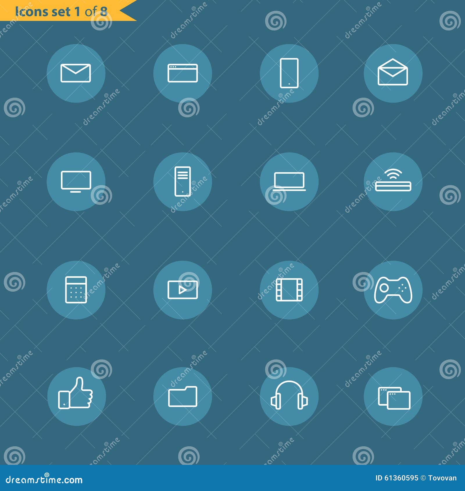 Different Line Style Icons Collection Stock Vector - Illustration of ...