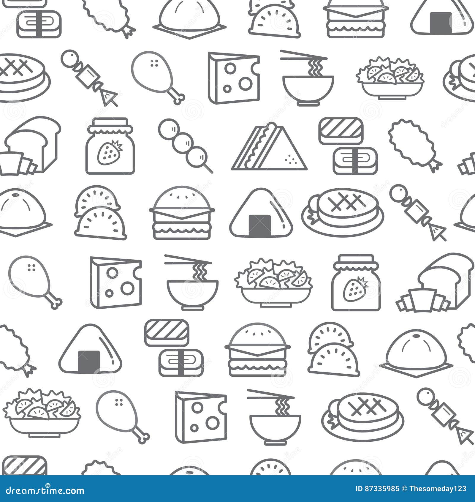 Different Line Style Icons Seamless Pattern, Food Stock Vector ...