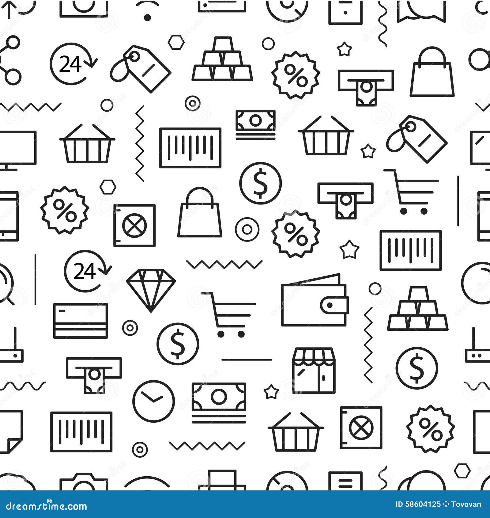 Different Line Style Icons Seamless Pattern Stock Vector - Illustration ...