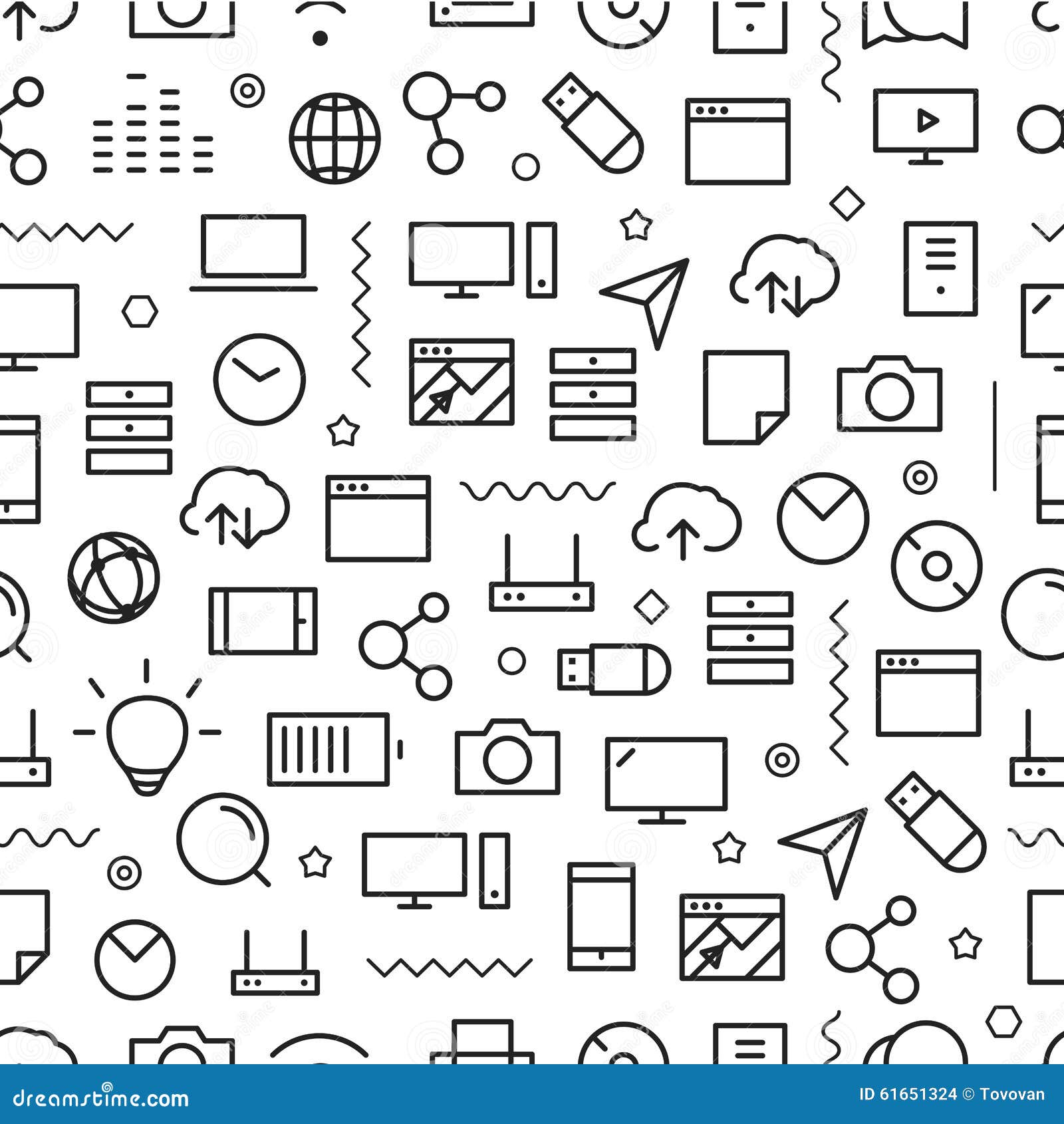 Different Line Style Icons Seamless Pattern Stock Vector - Illustration ...
