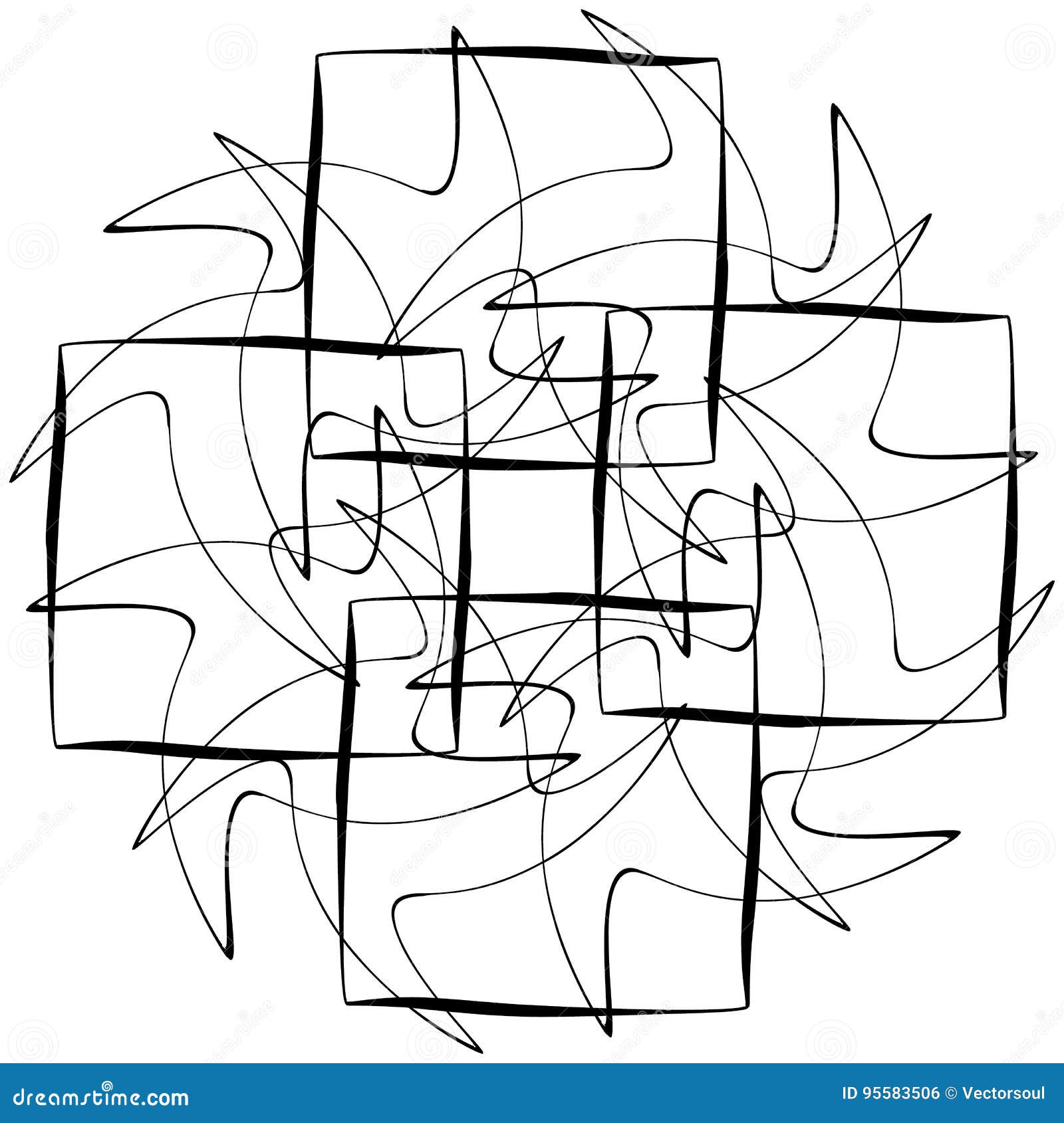 Different Linear Geometric Objects. Random Intersecting Lines Forming ...