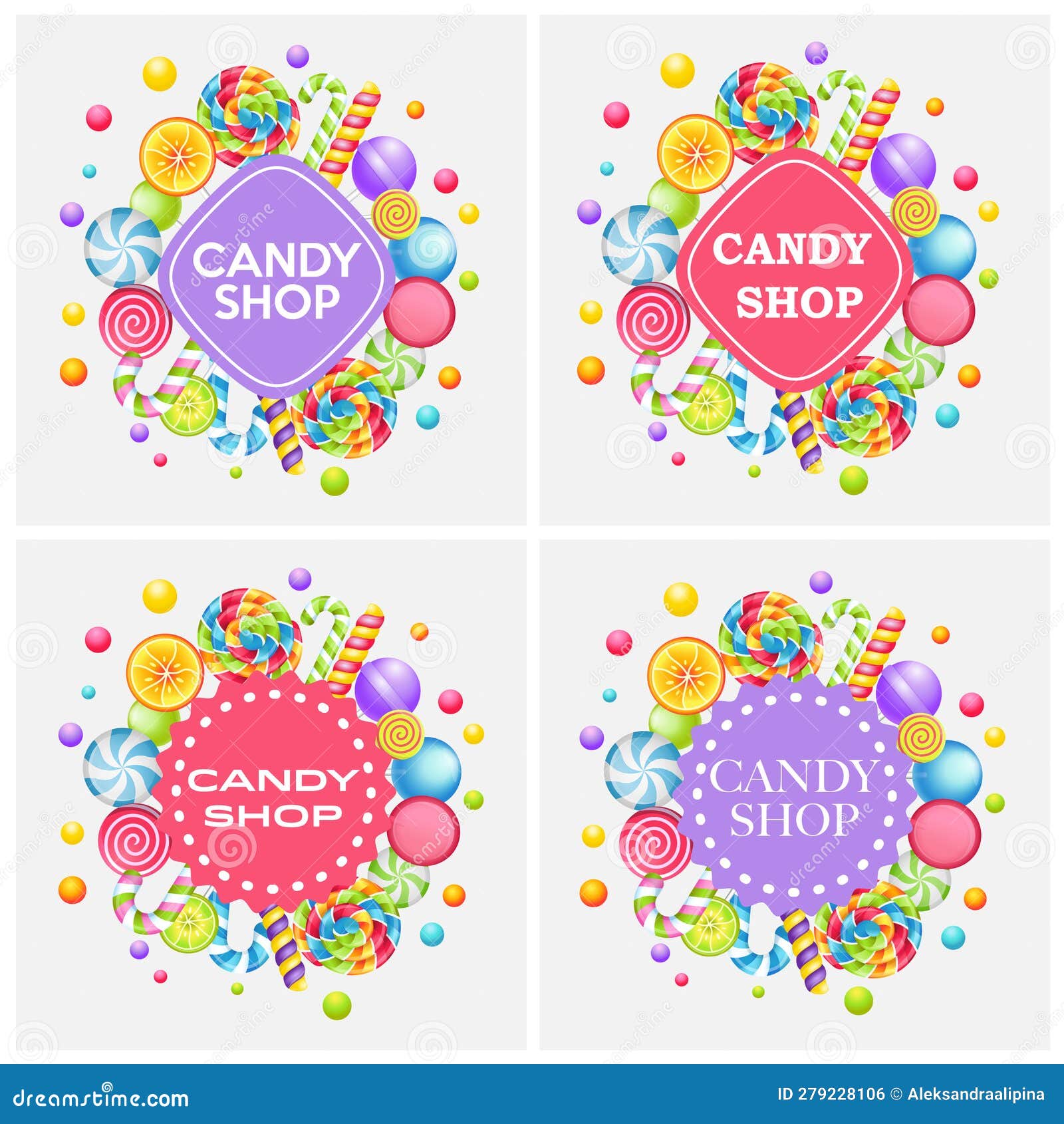 Realistic Lollipops In Pastel Colors. Vector Isolated Clipart With Five ...