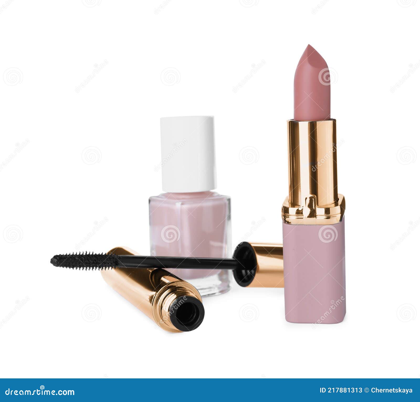 Different Luxury Decorative Cosmetics on White Background Stock Image ...