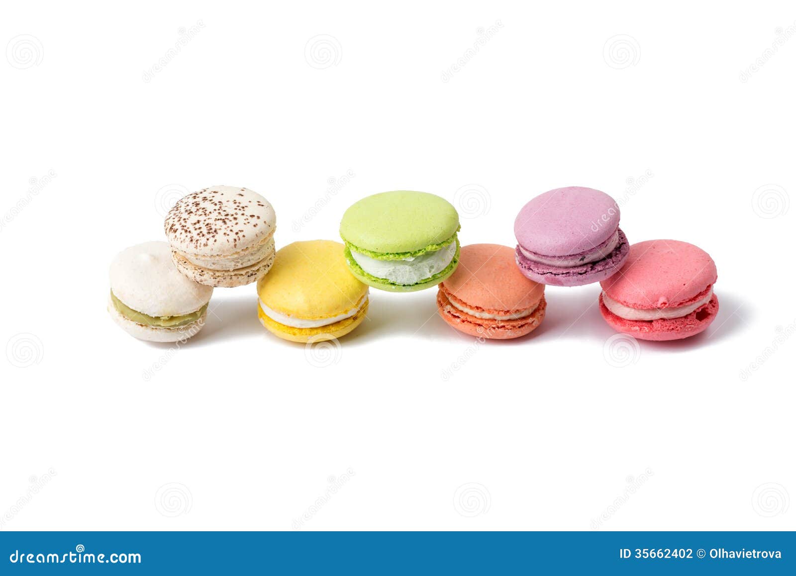 Different Macaroon in the Colored Line Stock Photo - Image of variation ...