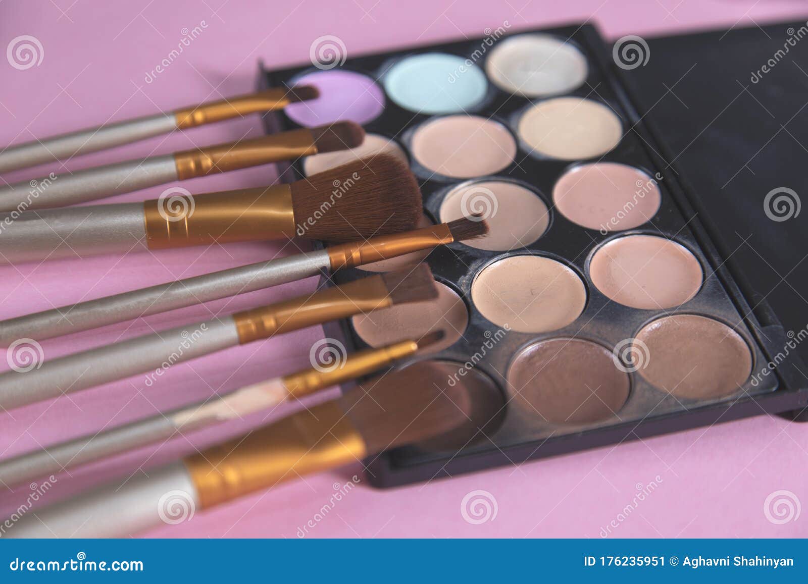 Different Makeup Products and Brushes Stock Image - Image of ...