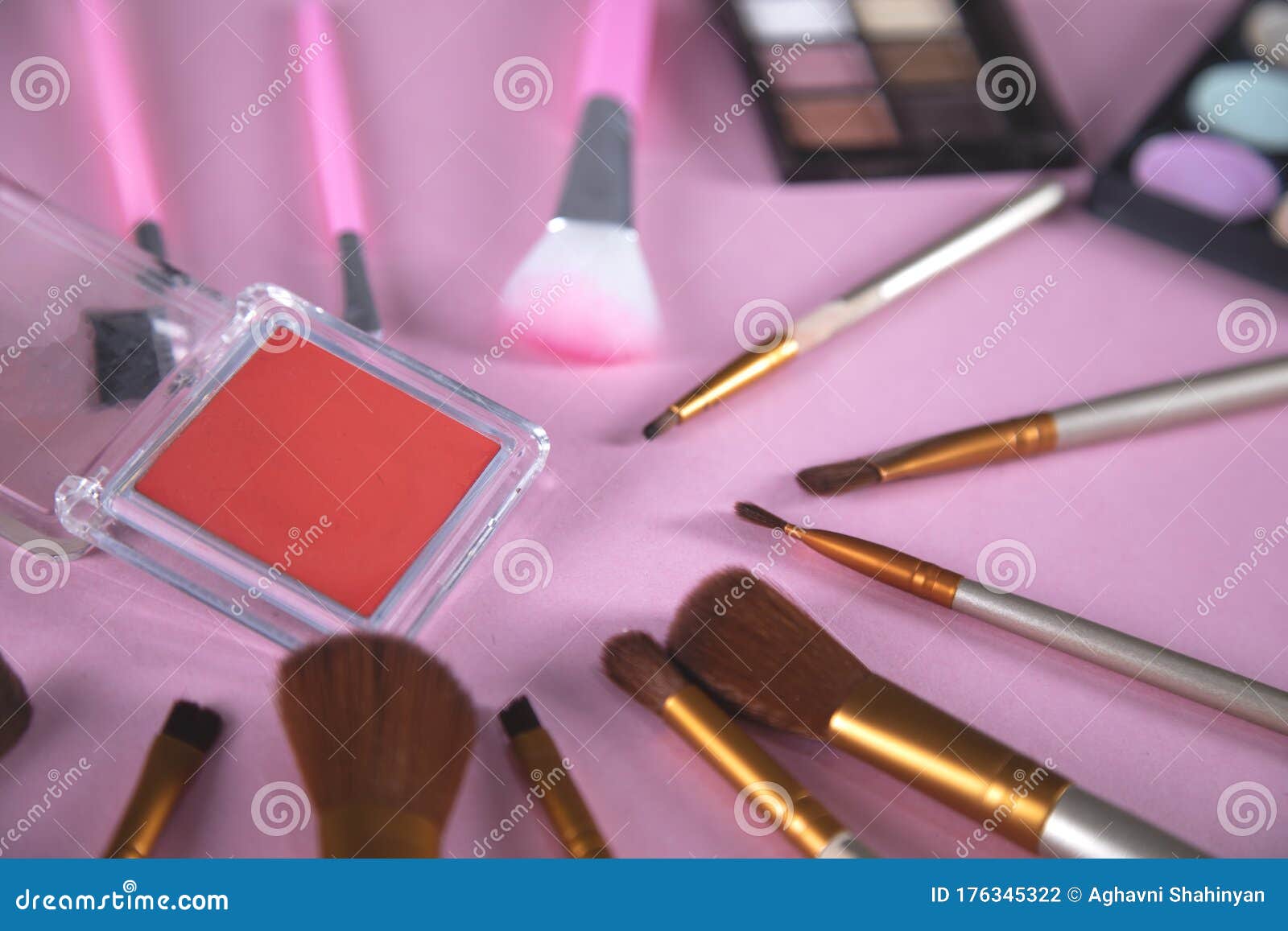 Different Makeup Products and Brushes Stock Photo - Image of makeup ...
