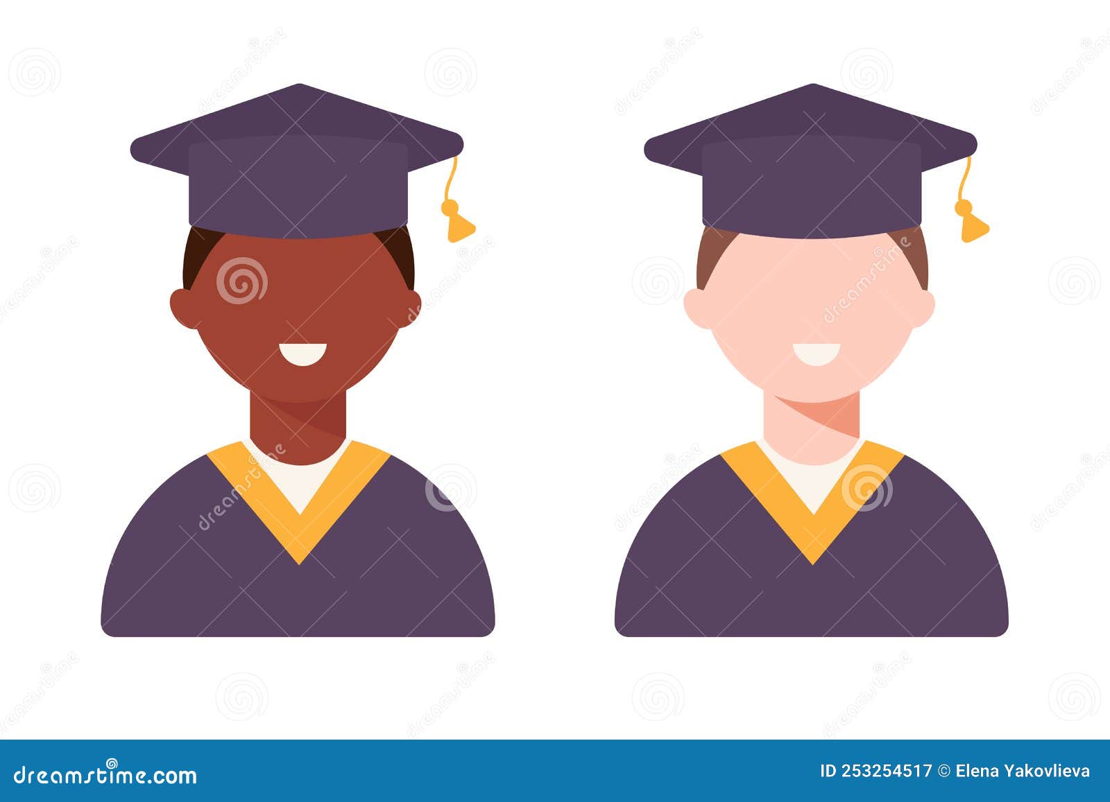 Different Male Student Smiling on Graduation Day in Flat Style. Vector ...