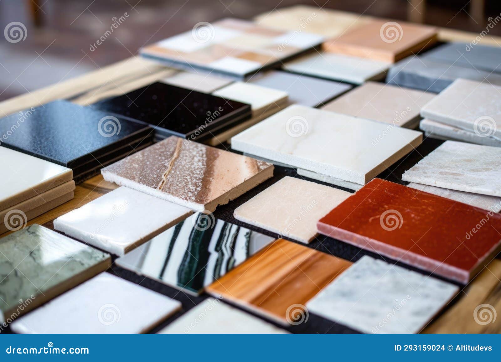 Different Marble Tile Samples Spread on Table Stock Photo - Image of ...